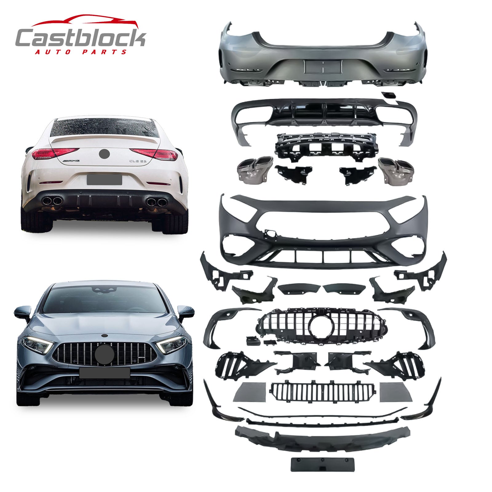 For 2019+ Mercedes Benz W257 CLS Facelift CLS 63S Front Rear Bumper Bo ...