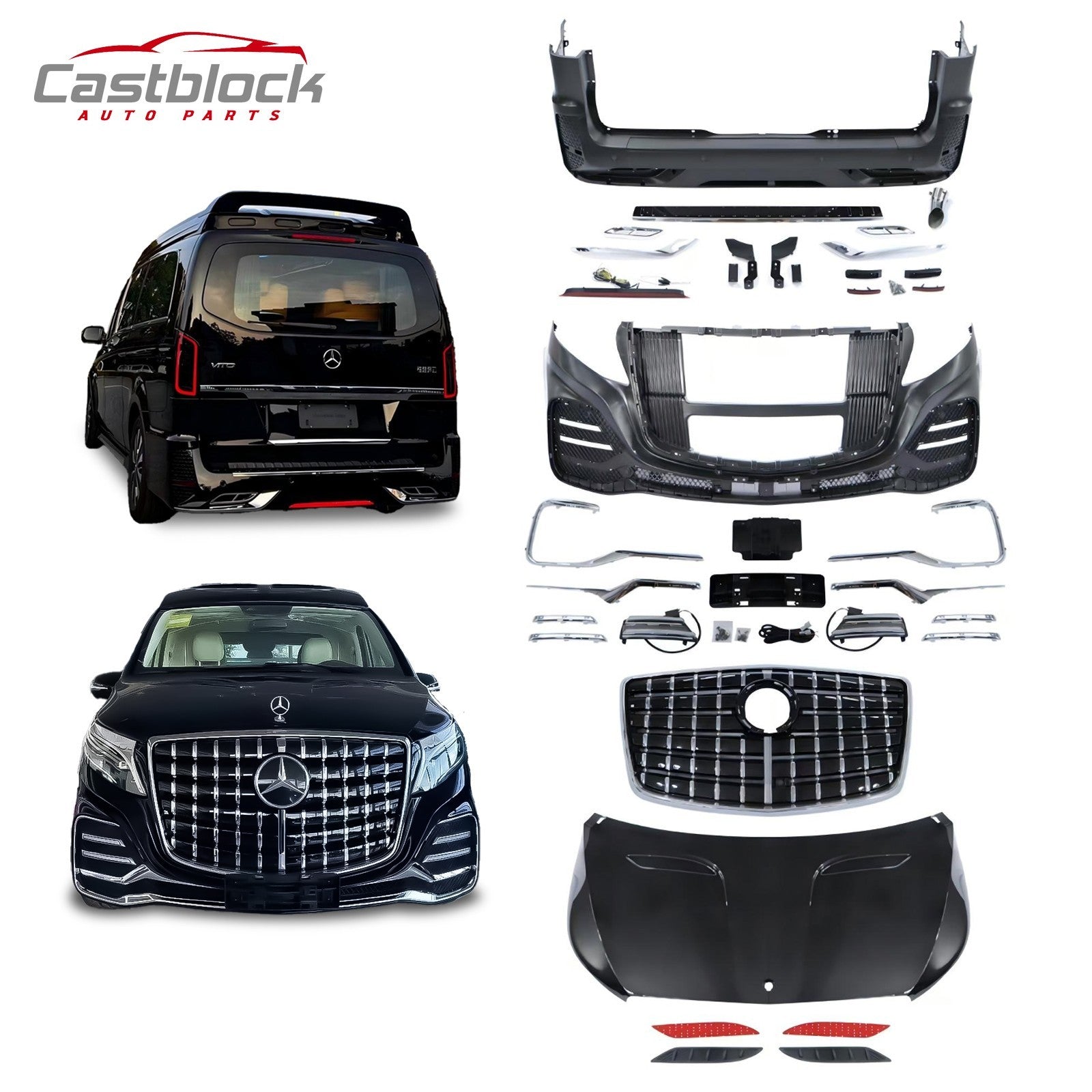 Fit 2016-2020 Mercedes Benz V Class Vito W447 Metris Full Bumper Kit H ...